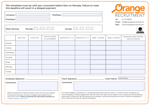 Timesheet - Orange Recruitment